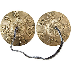 Tibetan Tingsha Meditation Bell - Om Mani Padme Hum Beautifully Embossed on the Surfaces - Hand Tuned & Crafted in Nepal