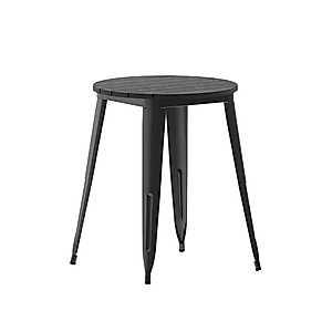 Flash Furniture Declan Commercial Outdoor Dining Table, All Weather Poly Resin Top with Steel Base, 23.75" Round, Black/Black