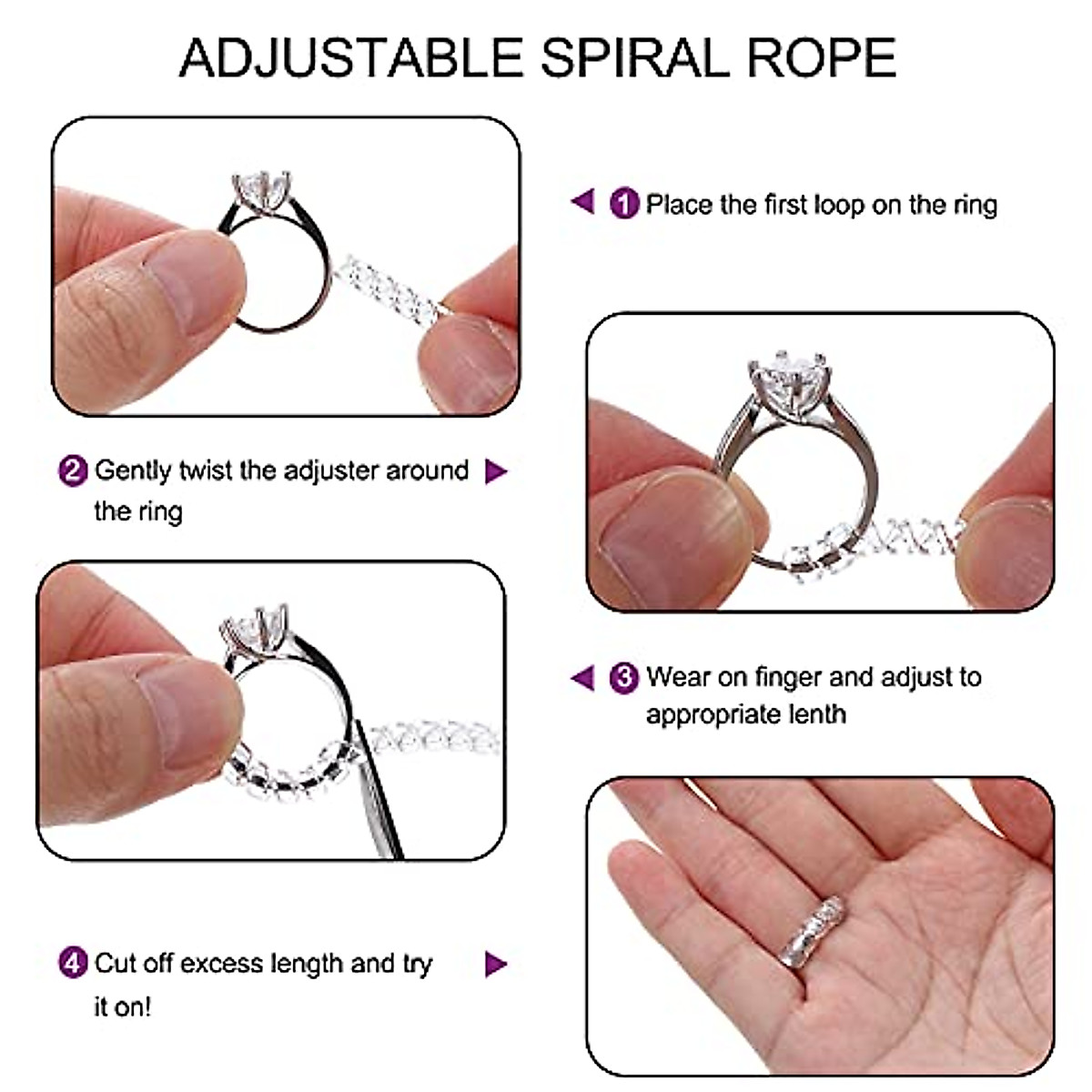 Invisible Ring Sizer Adjuster Ring Spacer Ring Guards Ring Sizer Loose Ring Size Reducer with Ring Gauge Measuring Tool Jewelry Polishing Cloth and Scissors for Man and Woman Rings（53pieces)