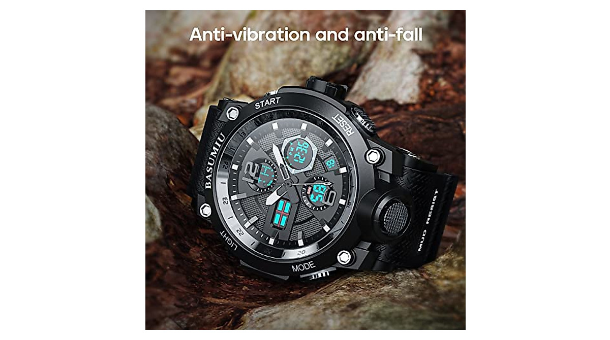 BASUMIU Mens Sports Watch - Waterproof & Tactical Design