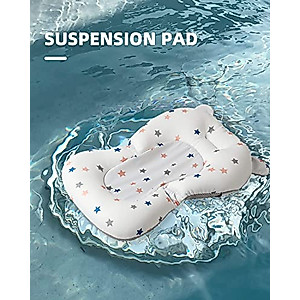 NAPEI Collapsible Baby Bathtub,Baby Bath Tub with Soft Cushion & Thermometer,Portable Travel Bathtub with Drain Hole,Durable Baby Bathtub Newborn to Toddler 0-36 Months(Blue+ Floating Soft Cushion)