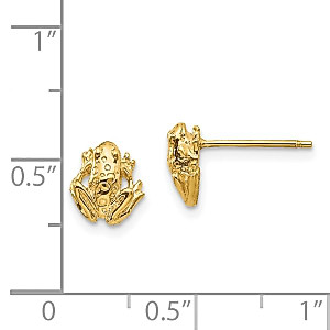 14K Yellow Gold Small Frog Stud Earrings