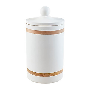 Mud Pie Wood Strap Canisters, White