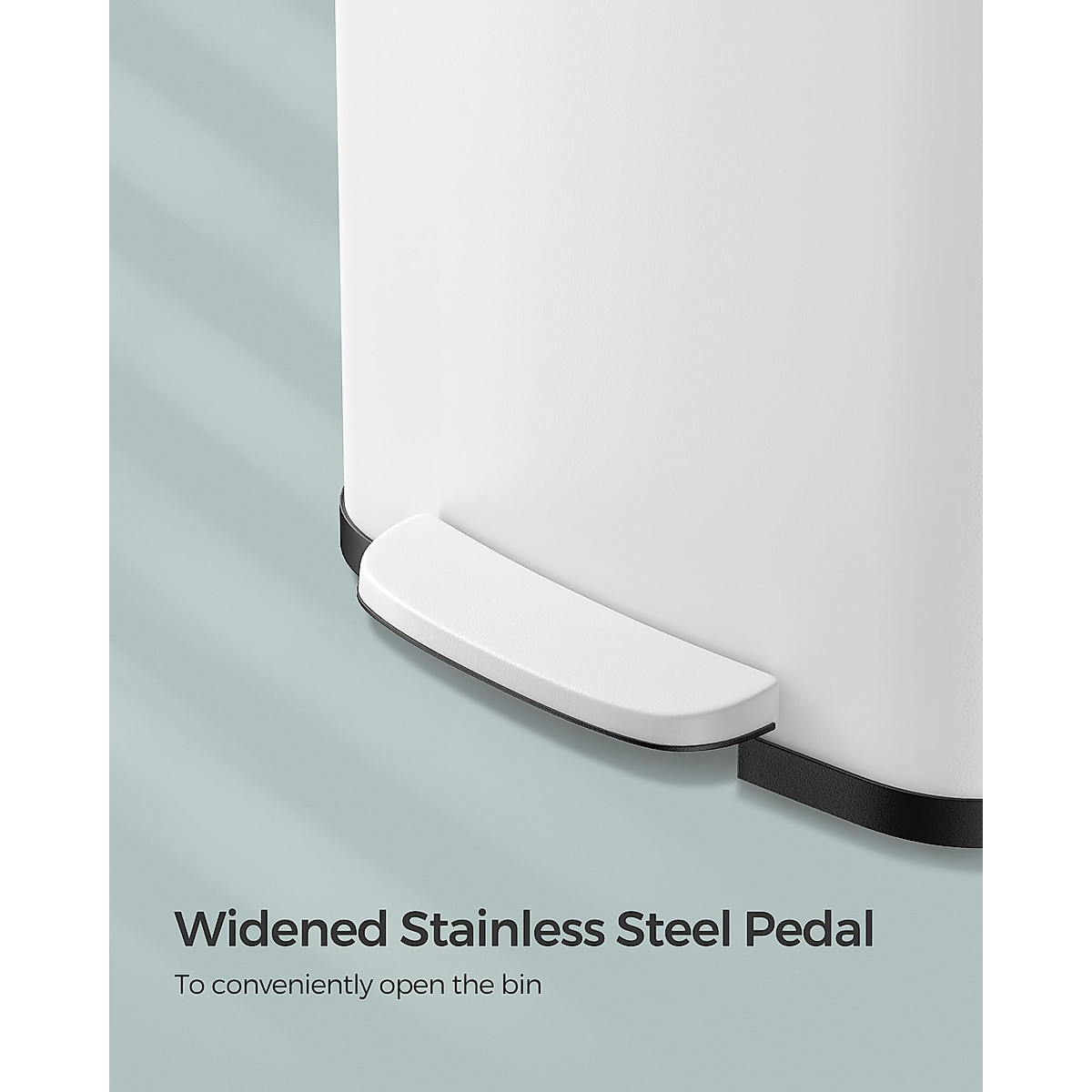 SONGMICS Kitchen Trash Can, 13 Gallon (50 L) Stainless Steel Garbage Can, with Stay-Open Lid and Step-on Pedal, Soft Closure, Tall, Large and Space-Saving, White and Black ULTB530W50