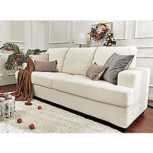 AMERLIFE Sofa, Deep Seat Sofa-Contemporary Bouclé Sofa Couch, 3 Seater for Living Room-Oversized Off-White Comfy Visit The Store 97in x 33in x 40in