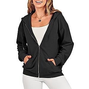 Prinbara Women's 2023 Hoodies Casual Jackets Sweatshirts Zip Up Y2k Hoodie Cute Teen Girl Tops Trendy Gothic Clothing 9PA31-zangqing-M Black