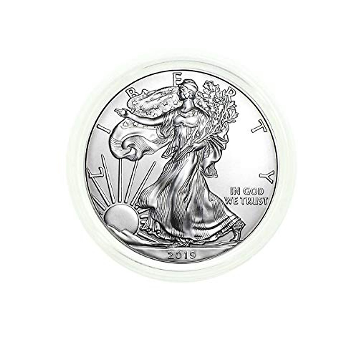2019 - American Silver Eagle in Plastic Air Tite with our Certificate of Authenticity Dollar Uncirculated Us Mint