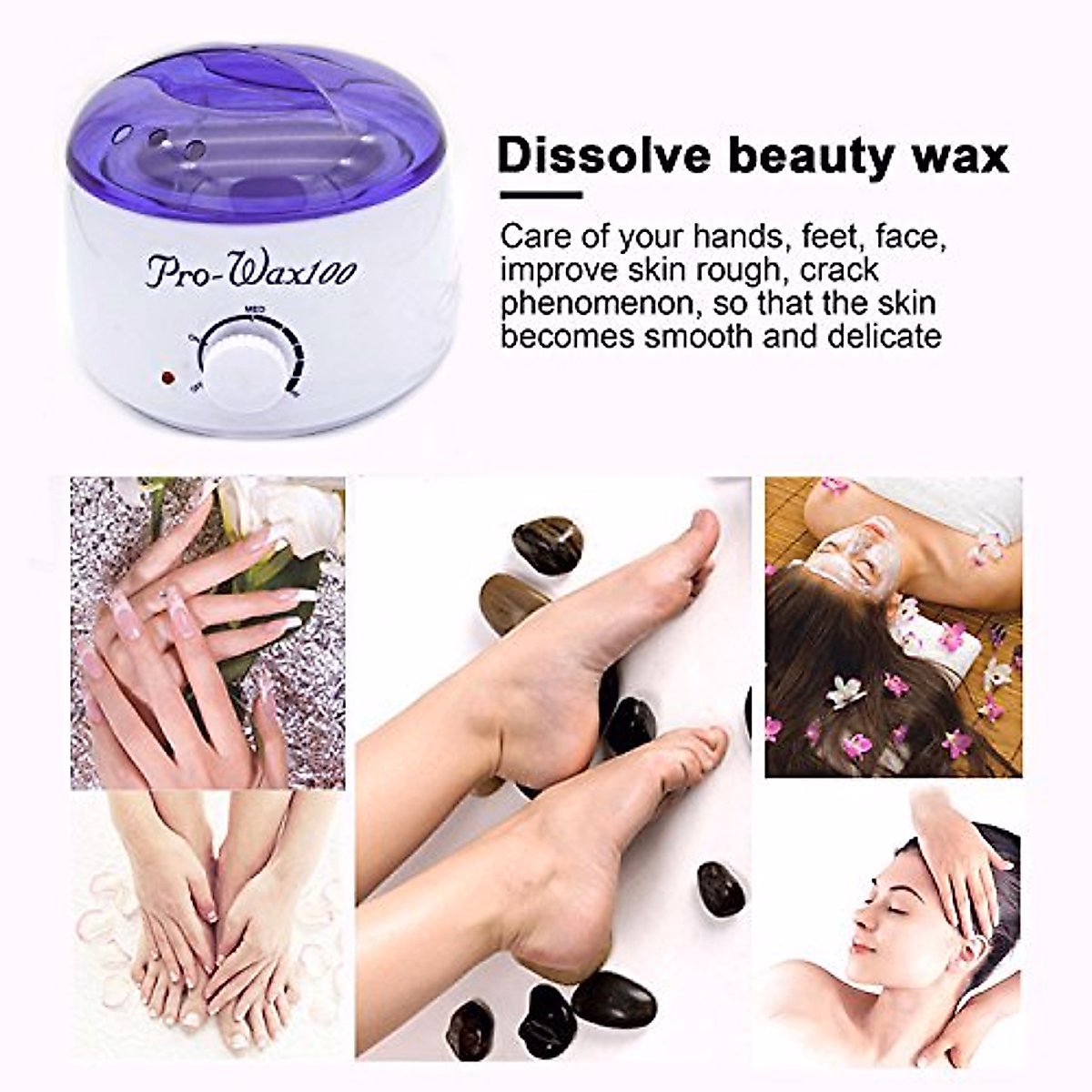 Wax Warmer, Portable Electric Hair Removal Kit for Facial &Bikini Area& Armpit- Melting Pot Hot Wax Heater Accessories Total Body Waxing Spa or Self-waxing Spa in Home for Girls & Women & Men