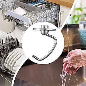 Gdrtwwh Stainless Steel Dough Hook Attachment for KitchenAid 4.5-5 Quart Tilt-Head Stand Mixer,Replacement Parts Bread Hook, Dishwasher Safe(Replace K45DH)