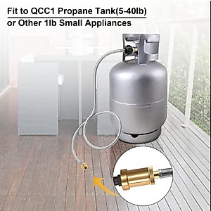 Shirbly Stainless Steel Propane Adapter Hose, 1Lb to 20Lb Propane Conversion for QCC1/Type1 LP Tank, Propane Adapter Hose for Buddy Heaters, Weber Q Grill, Coleman Grill, Camp Stove (10 Feet)