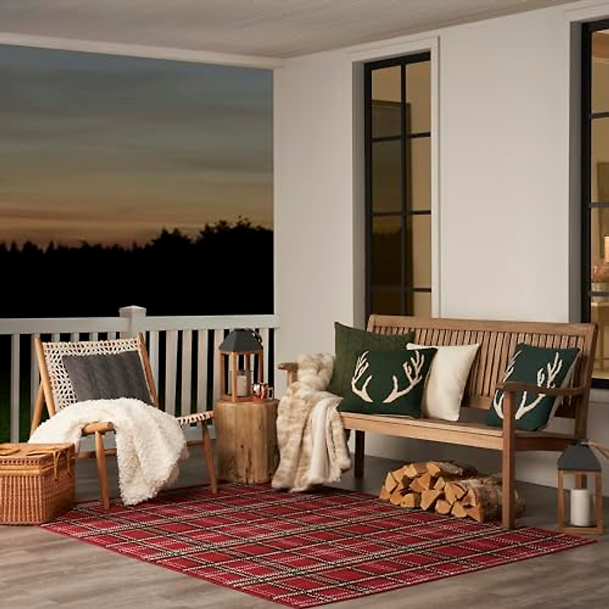 Nourison Grafix Red 7' x 10' Area Rug, Modern, Plaid, Bed Room, Living Room, Dining Room, Kitchen, Easy Clean, Non Shedding (7x10)