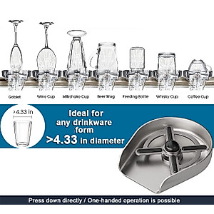 ESOW Metal Faucet Glass Rinser for Kitchen Sinks, Auto Flushing with 10 Powerful Water Spraying Holes, Bottle Washer, Cup Cleaner, Bar Accessories, Stainless Steel 304 Brushed Nickel Finish