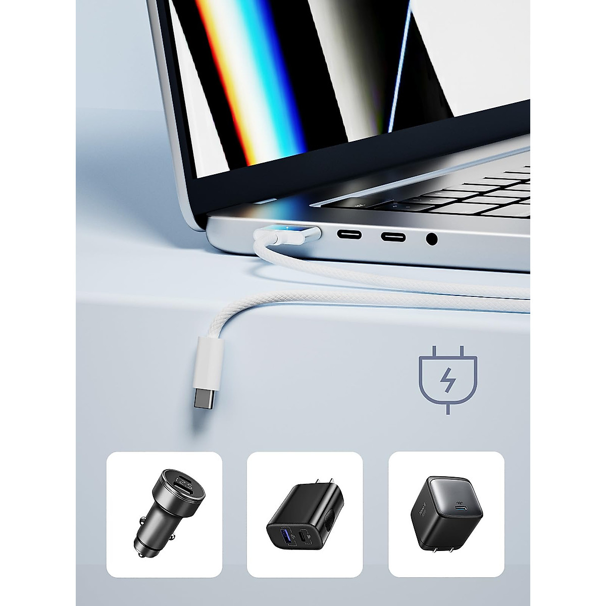 140W USB-C to Magnetic 3 Cable, Compatible with MacBook Pro 2021 M1 Pro & Max Chip 14" 16", MacBook Air 2022 2023 M2, MacBook Pro 2023 M2 Pro & Max Chip 14" 16", Safe 3 Cable for MacBook - 6.6ft