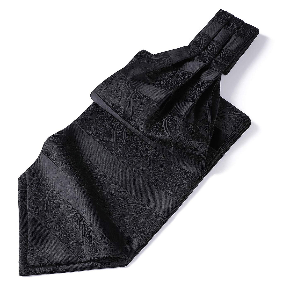 HISDERN Black Ascot Tie Mens Formal Cravat Ties Floral Paisley Polka Dot Jacquard Self Ascots Cravat Scarf Wedding Party