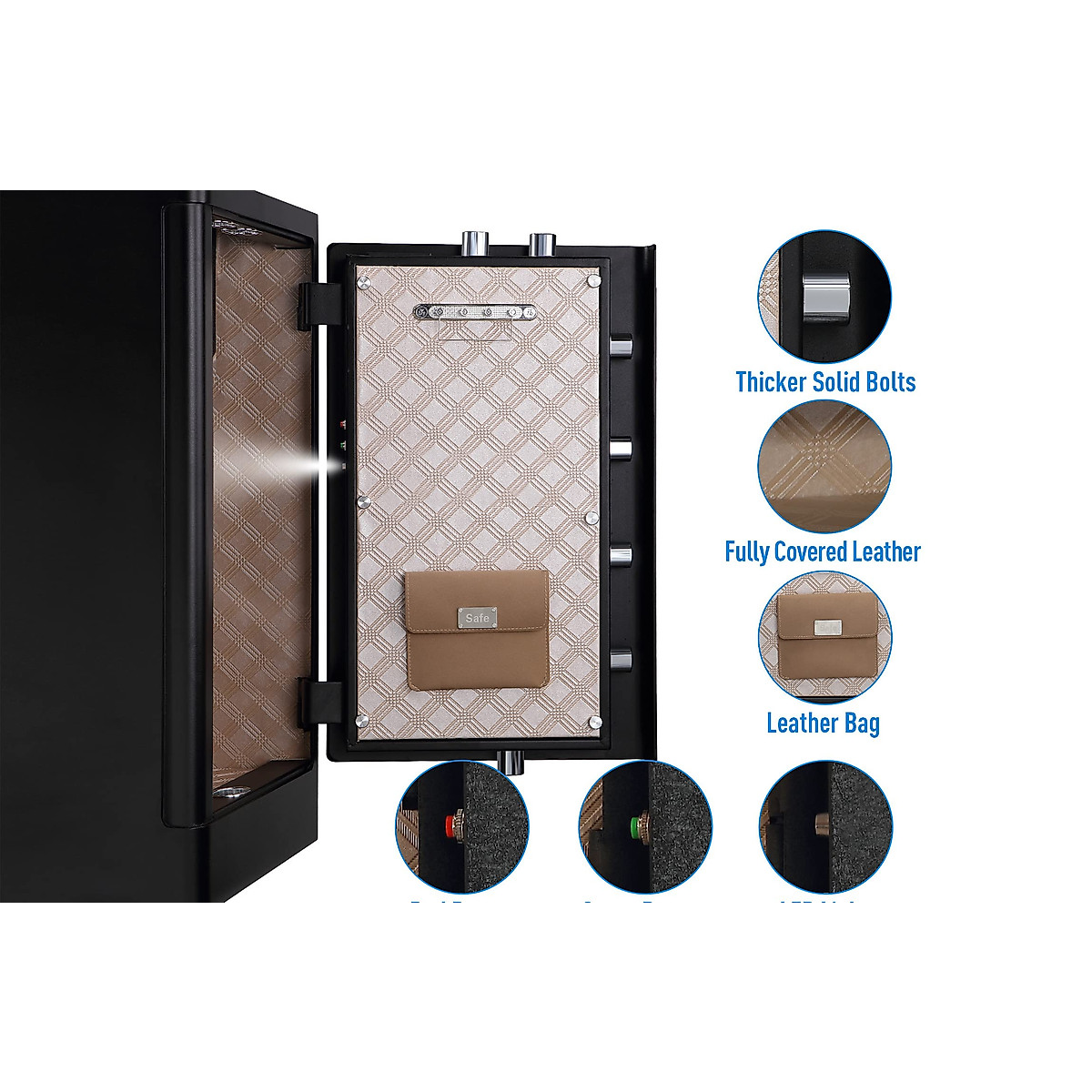 Tenamic Deluxe Biometric Fingerprint Safe Box Smart Touch Screen Fireproof Safe for Home Office Hotel 5.1 Cubic Feet