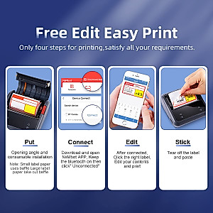 Thermal Label Printer B3S with 3 Inch Labels Tape Bluetooth Business Sticker Label Maker Suitable for Barcode, Price, Address and Storing Compatible with Android iOS and Windows for Home & Office