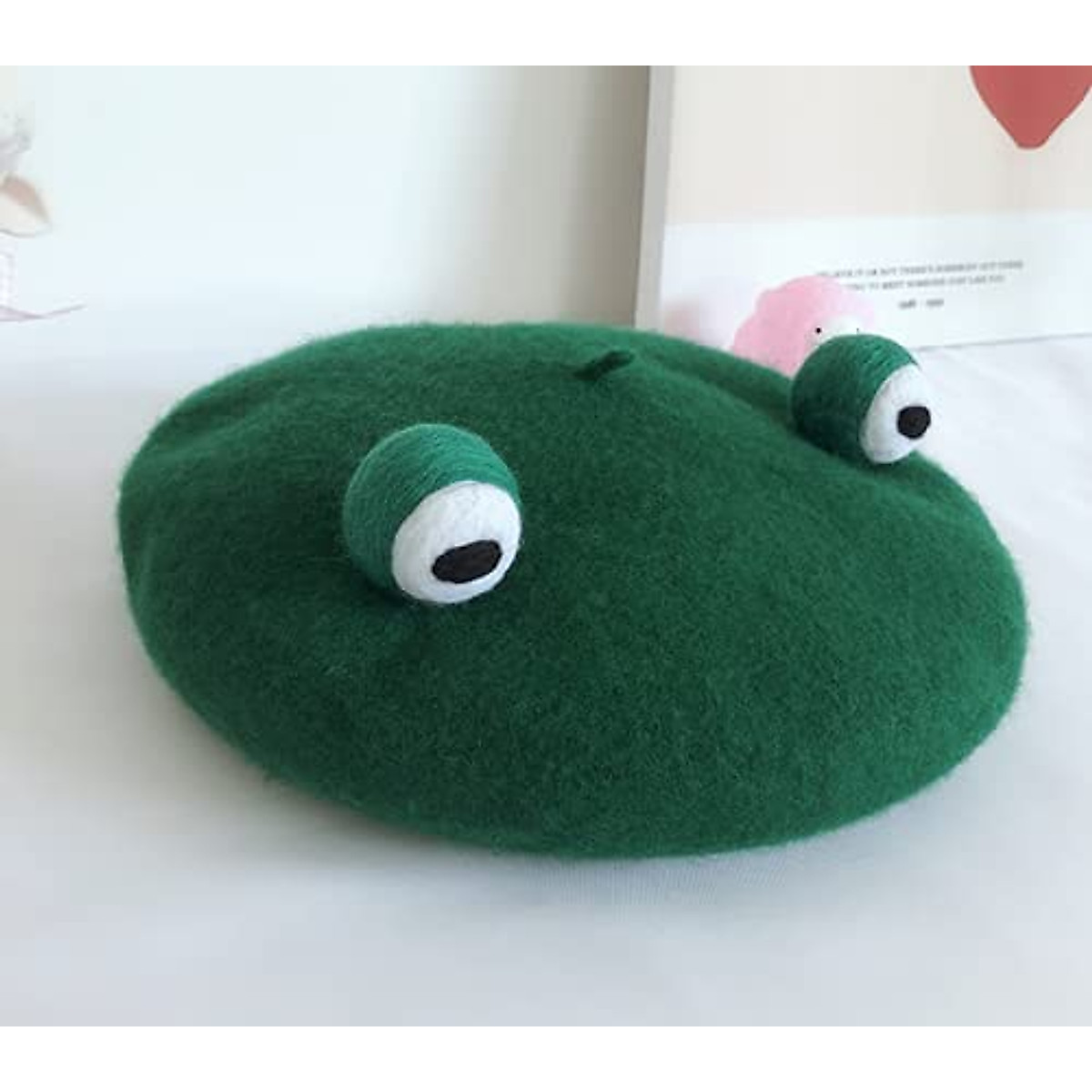 Kawaii Funny Frog Berets Hat Christmas Green Cap Winter Warm Women Girls Gift French Style (kawaii green frog)