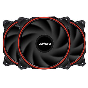 upHere Long Life 120mmQuiet Edition Red LED Case Fan for PC Cases, CPU Coolers, and Radiators 3-Pack,EN12RD3