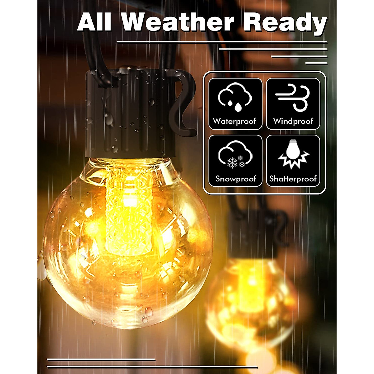 FREECUBE 50 Led Outdoor String Lights G40 Globe, 49FT Dimmable Patio Lights with Remote, 4 Modes, Timer, Waterproof Outdoor String Lights for Yard, Balcony, Backyard Festival Decor