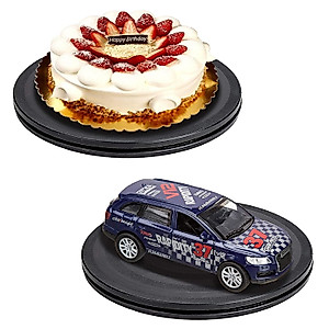 RHBLME 3 Pack Black Small Lazy Susan 8 Inch, Non Skid Heavy Duty Rotating Swivel Steel Ball Bearings, Holds up to 80 lbs, Black Plastic Turn Table Organizers - Used for Cabinets, Monitor, TV, etc