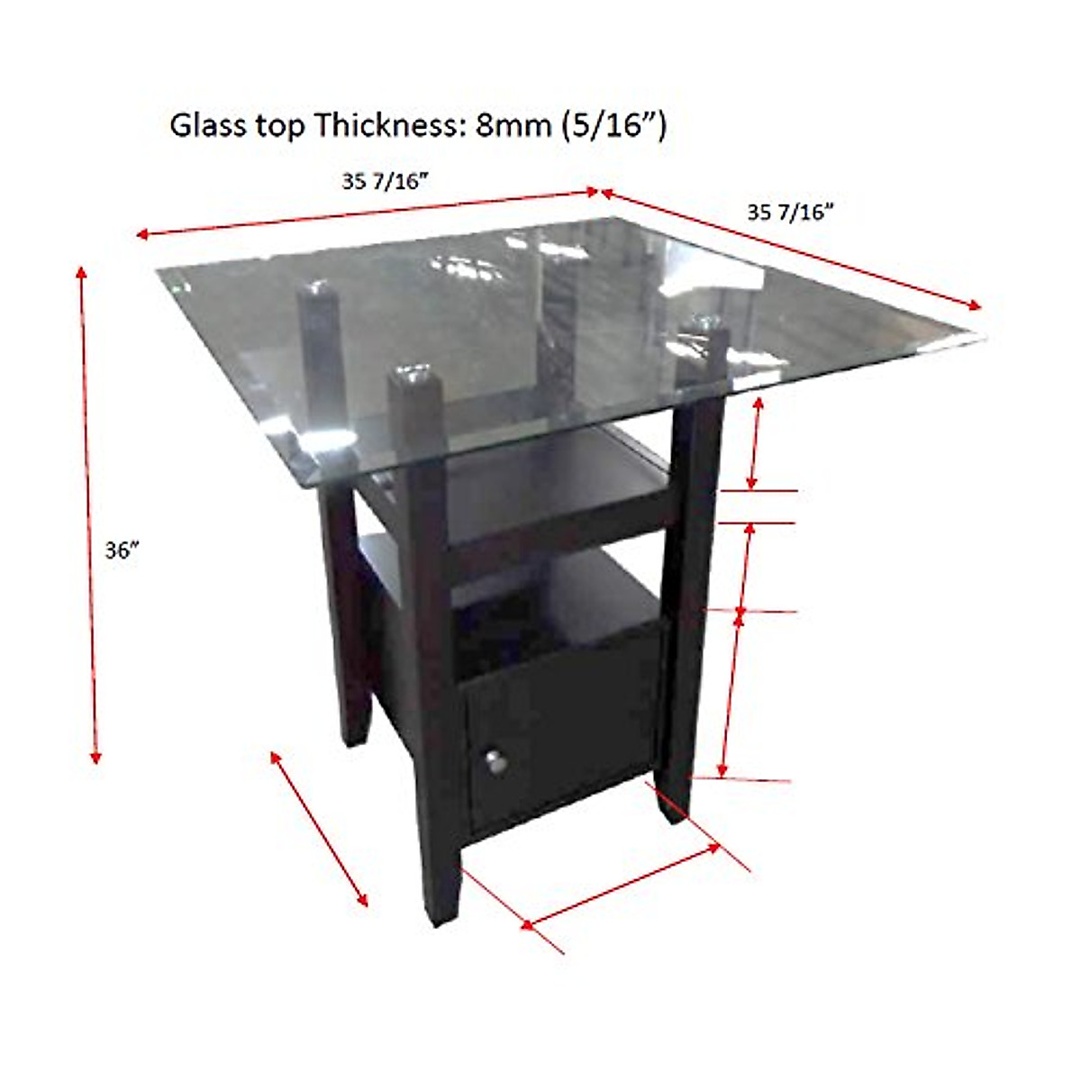 Kings Brand Furniture - 5-Piece Counter Height Dining Set, Table & 4 Chairs (White)