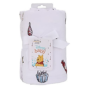 Disney Winnie The Pooh and Eeyore White Christmas Holiday Presents Super Soft Sherpa Baby Blanket