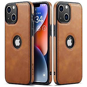 Casus Logo View Compatible with iPhone 14 Plus Case Slim Premium Vegan Leather Classic Luxury Elegant Thin Cover (2022) 6.7" (Brown)