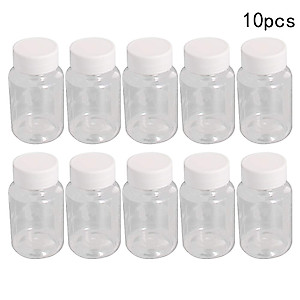 Aicosineg 10Pcs 2.71oz Plastic Bottles Lab Chemical Reagent Bottles 80ml Wide Mouth Liquid Solid Storage Bottles Round Sample Storage Containers Sealing Bottles with White Cap for Food Stores Clear
