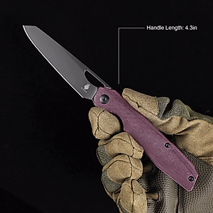 Kizer Genie Folding Pocket Knife, 154CM Steel 3.39 Inches EDC Knife for Hiking and Gift, Richlite Handle, Reverse Tanto Blade Outdoor Tools