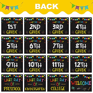 PETCEE First Day School Sign - 15 Grades First and Last Day of School Sign 8 x 10 for Kids Girls Boys Reusable Preschool Kindergarten to College Gifts