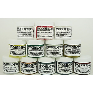 Model Expo MS4800CB - Paint Set for Ships - 12 Most Popular Paints for Historic Wood Models