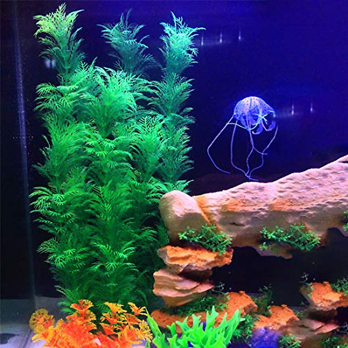 Hamiledyi Aquarium Plants Plastic Decor Fish Tank Green Decorations Plants Ornament Safe for All Fish,Extra Large 23-inch Tall, 2 Pack   