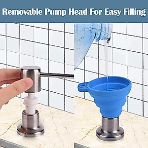 Soap Dispenser for Kitchen Sink (Brushed Nickel),Built in Design Sink Soap Dispenser, Refill from The Top, Stainless Steel Kitchen Soap Pump with 10 fl.oz Bottle (300ml)