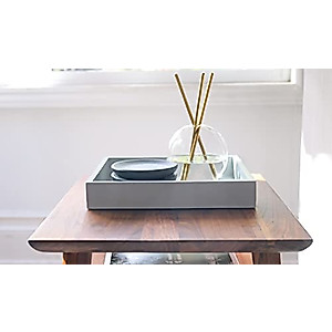 Montecito Home - 10"x10" Small Square Wood Decorative Tray for Office, Ottoman, Bathroom, Entry, Remote Controls, Countertop Organizer, Candle Tray - Harbor Gray