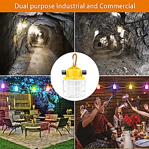 RIUVAO 100ft LED Color Changing RGBW Construction String Lights, 150W 15000LM Super Bright LED String Work Lights, Dimmable Construction Temporary Lights (100ft-RGB)