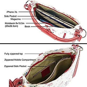 Fioretta Italian Genuine Leather Flower Pattern Zippered Top Tote Shoulder Bag Handbag For Women