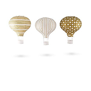 WEDDINGSTAR Hot Air Balloon Paper Lantern Set in Gold and White