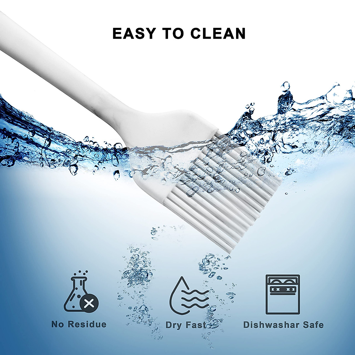 FIVETAS 1.38"x7.87"Heat Resistant Food Grade Silicone Pastry brush and Basting Brush for Cooking,BBQ,Meat,Desserts.Kitchen Brush for Sauce Butter oil.Stainless Steel Core Handle.BPA Free. Marbling.