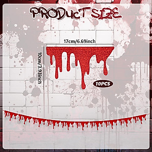 Dohia Dripping Blood Banner Halloween Glitter Red Bloody Garland Vampire Diaries Zombie Horror Themed Hanging Ornament Halloween Party Decorations D3-LXLHDS