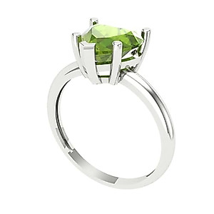 Clara Pucci 2.0 ct Heart Cut Solitaire Genuine Natural Green Peridot 5-Prong Engagement Bridal Promise Anniversary Ring 14k White Gold