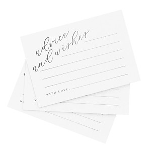 Bliss Collections Advice and Wishes Cards, Silver Foil Cards Design, Perfect for the Bride and Groom, Baby Shower, Bridal Shower, Graduate or Event! Pack of 50 4x6 Cards