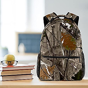 School Backpack for Teen Girls Boys Camouflage Tree Leaf Travel Back Pack for Women Men