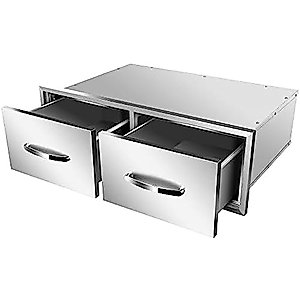 Outdoor Kitchen Stainless Steel Triple Access BBQ Drawers with Chrome Handle,30Wx20Dx10H