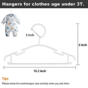 GoodtoU Kids Hangers 100 Pack Baby Hangers for Closet Toddler Hangers Plastic White Childrens Hangers Small Hangers 10.24inch