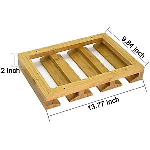 Kework Bamboo Wine Glass Holder, Hold Up to 6 Wine Glasses, Hanging Stemware Display Rack, Under Cabinet Mounted Wine Glass Drying Storage Hanger Organizer Rack (6-glass)