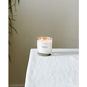 Calyan Wax Co. 2 Wick Candle, Cedar + Tobacco Scented Candle, 37 Hour Burn Time, Aromatherapy Soy Candles, Non Toxic & Vegan Soy Wax, Glass Tumbler Scented Candles, 12.5oz