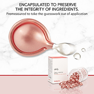 NURYSH DEFY Anti-Aging Night Serum Capsules for Face with Retinol, Vitamin E, Squalane & Ceramides - Facial Antioxidant, Active Skin Repair, Nourishing, Brightening, Moisturizing - 30 Capsules