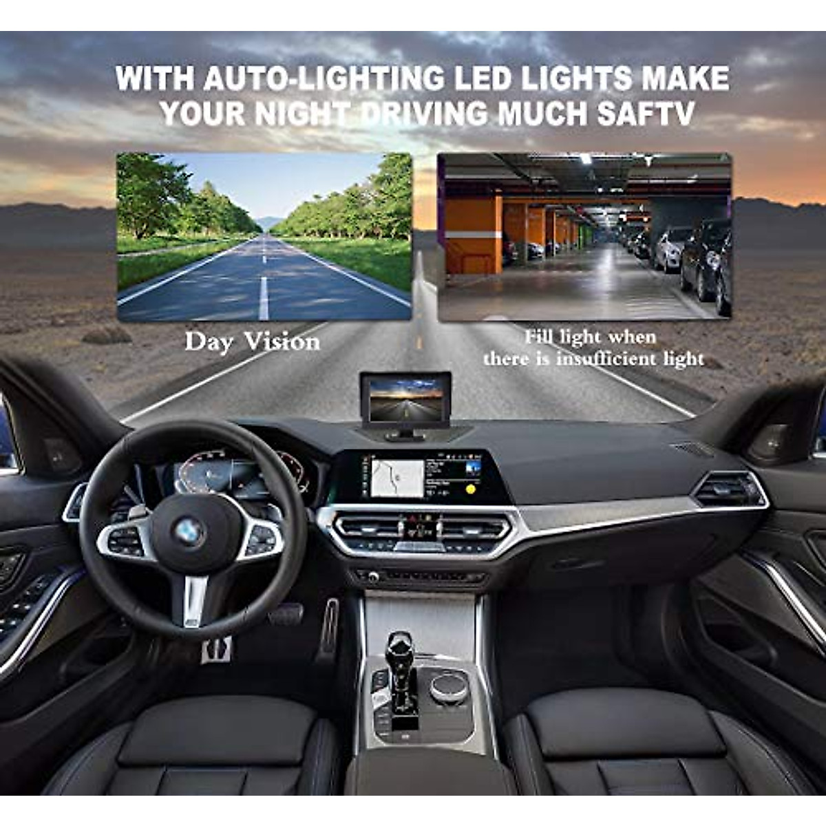 JPP HD Backup Camera and Monitor Kit, Car Rear View observation system, Newly Upgraded 4.3 Inch IPS FHD Color Display and a Waterproof Night Vision License Plate Reverse Camera for Car/RV/Truck/Pickup