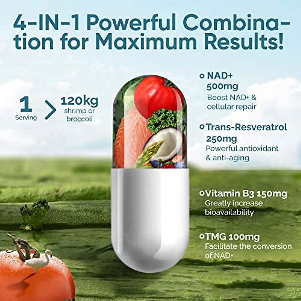 solodate NAD Supplement 99% Purity, 4-in-1 Upgraded NAD Resveratrol Supplement 1000mg Per Serving for Maximum Anti-Aging, Energy and Immune Support - 3 Pack