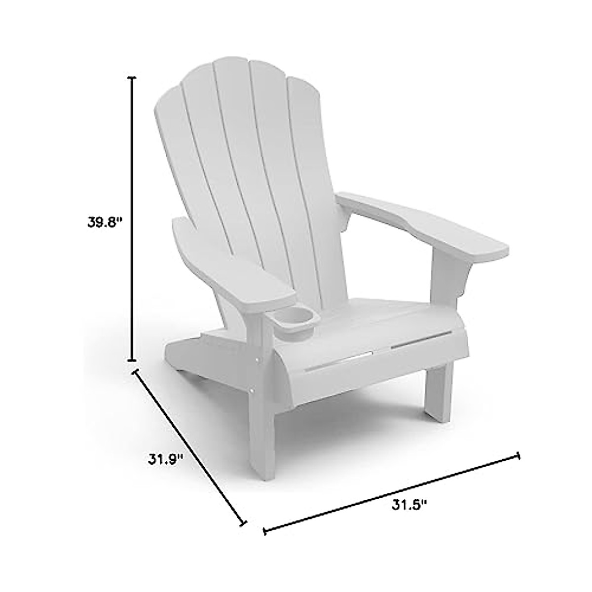 Outdoor Patio Garden Deck Furniture Resin Adirondack Chair with Built-in Cup Holder (White)